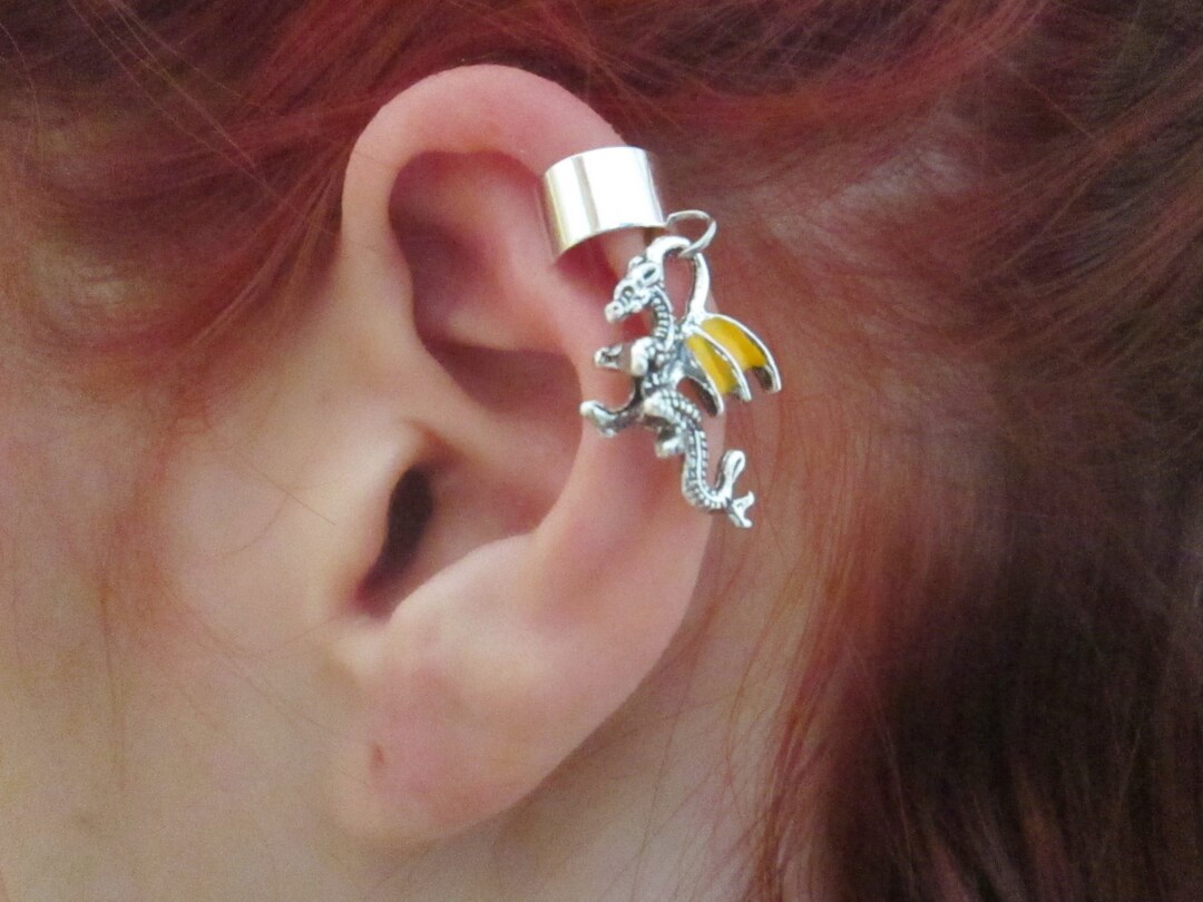 Tiny Yellow Wing Dragon Ear Cuff - Etsy