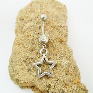 Surgical Steel Star Belly Button Ring Piercing - Etsy