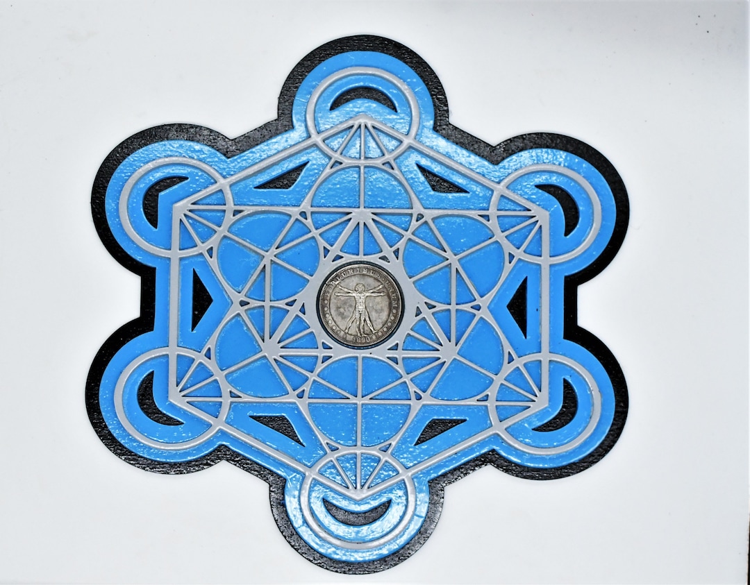 Metatron's Cube Engraving - Vitruvian Man - Sacred Geometry Art - Laser ...