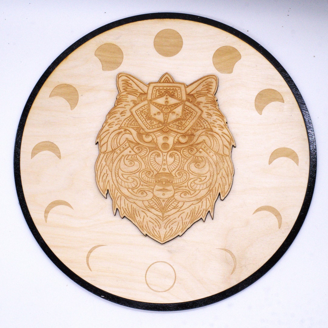 Wooden Wolf Art Laser Engraved Wolf Manada & Phases of the Moon - Etsy