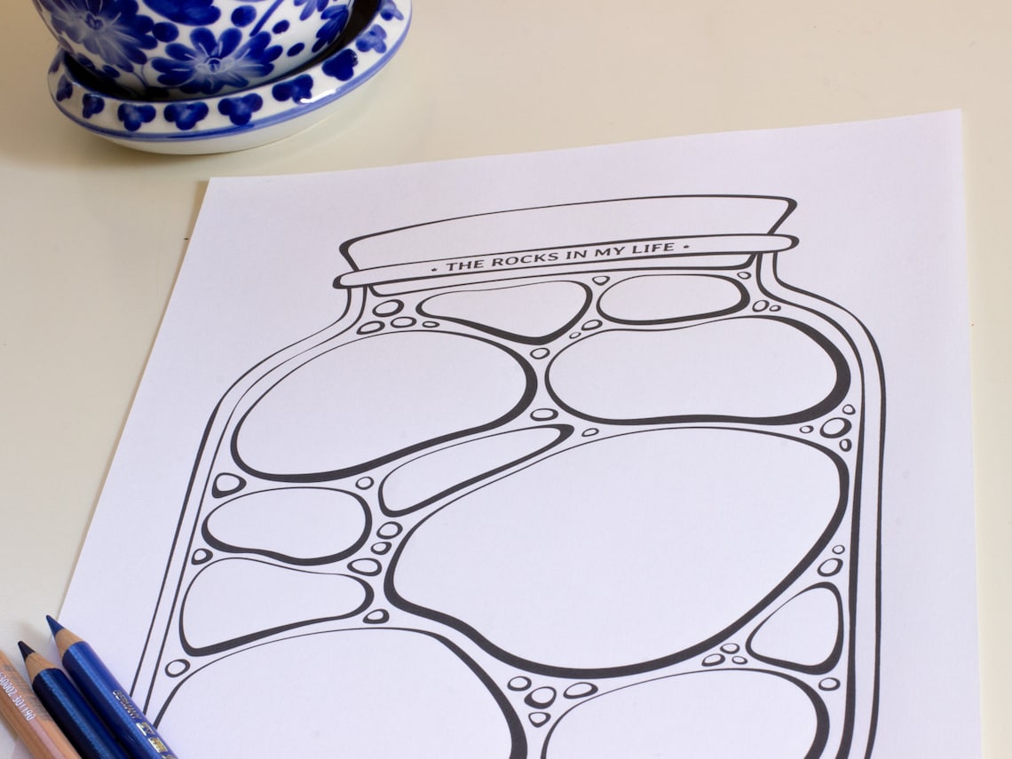 Printable Jar of Life: What Are the Rocks in Your Life? B&W Design ...