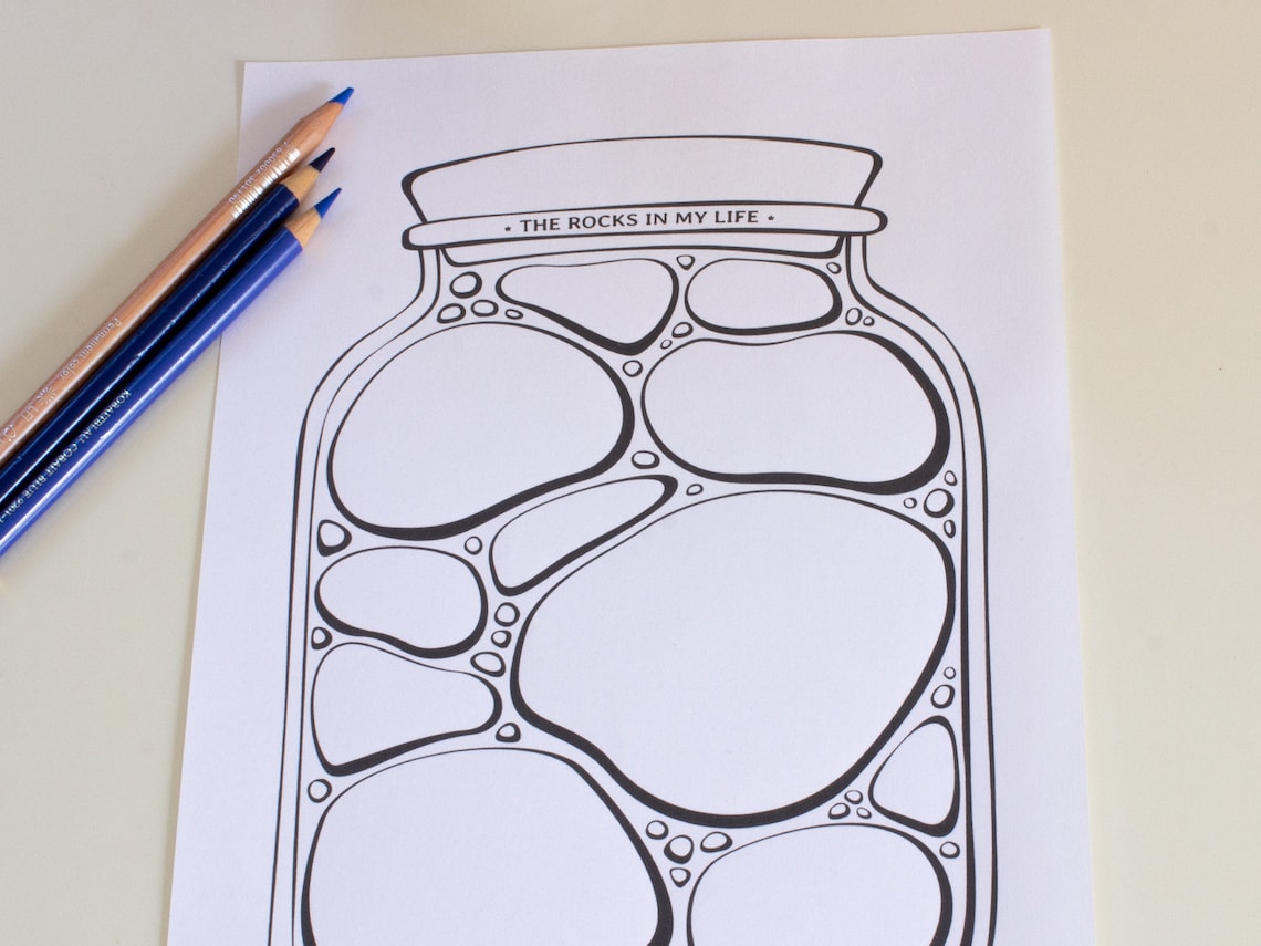 Printable Jar of Life: What Are the Rocks in Your Life? B&W Design ...