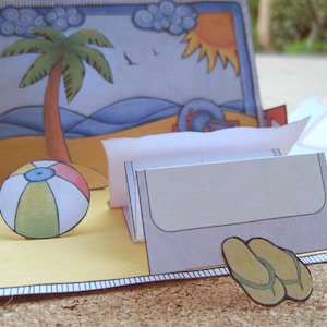 Day at the Beach: DIY Pop up Card & Envelope Set. Greeting Card ...