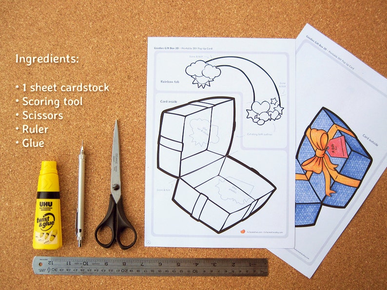 Gift Box Pop up Card. Easy DIY Greeting Card for Instant Download ...