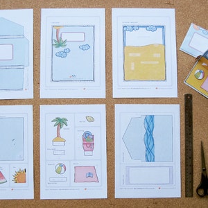 Day at the Beach: DIY Pop up Card & Envelope Set. Greeting Card ...