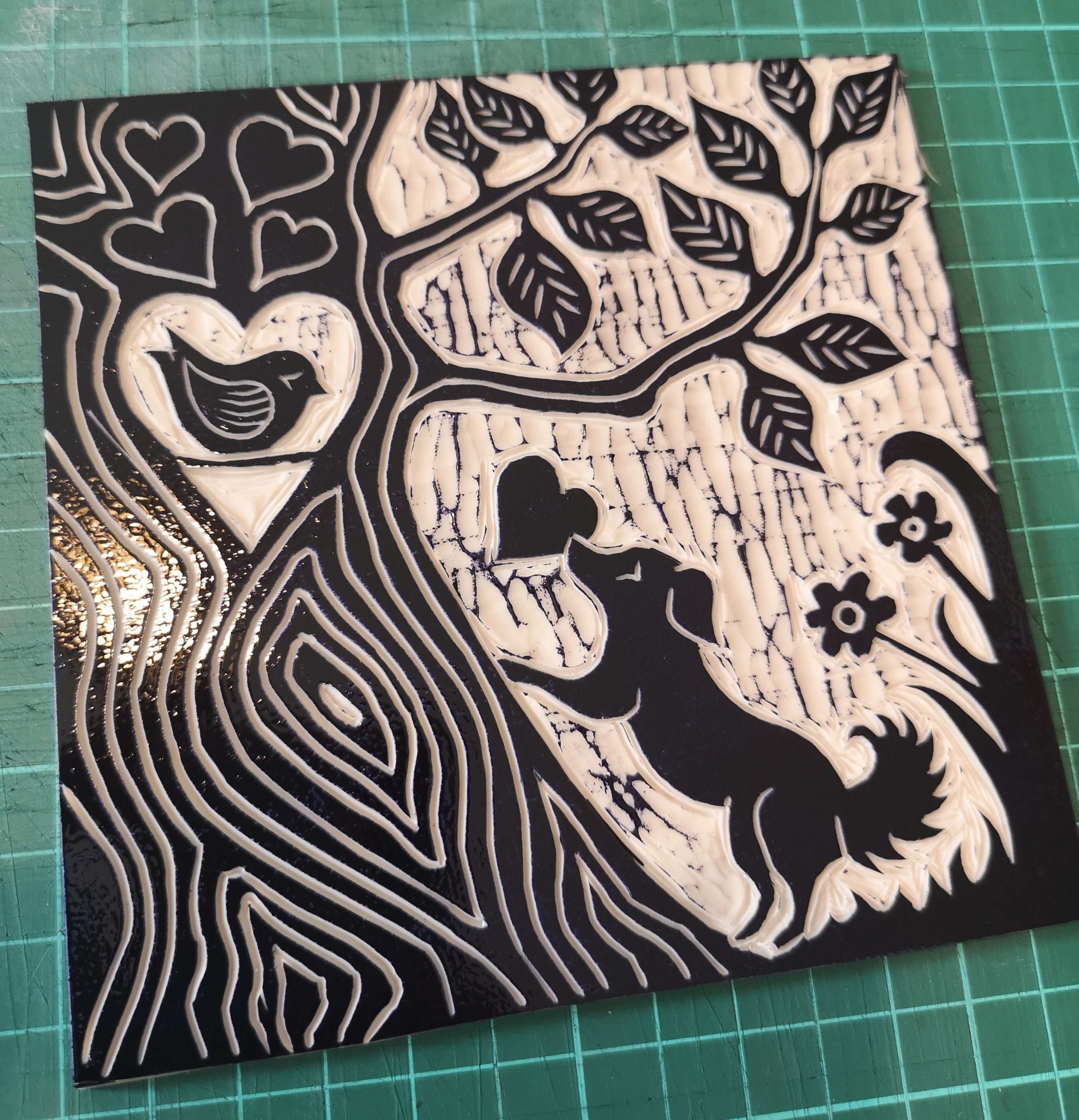 Bringing You Love Linocut Print Hand-embellished With Gold Leaf - Etsy