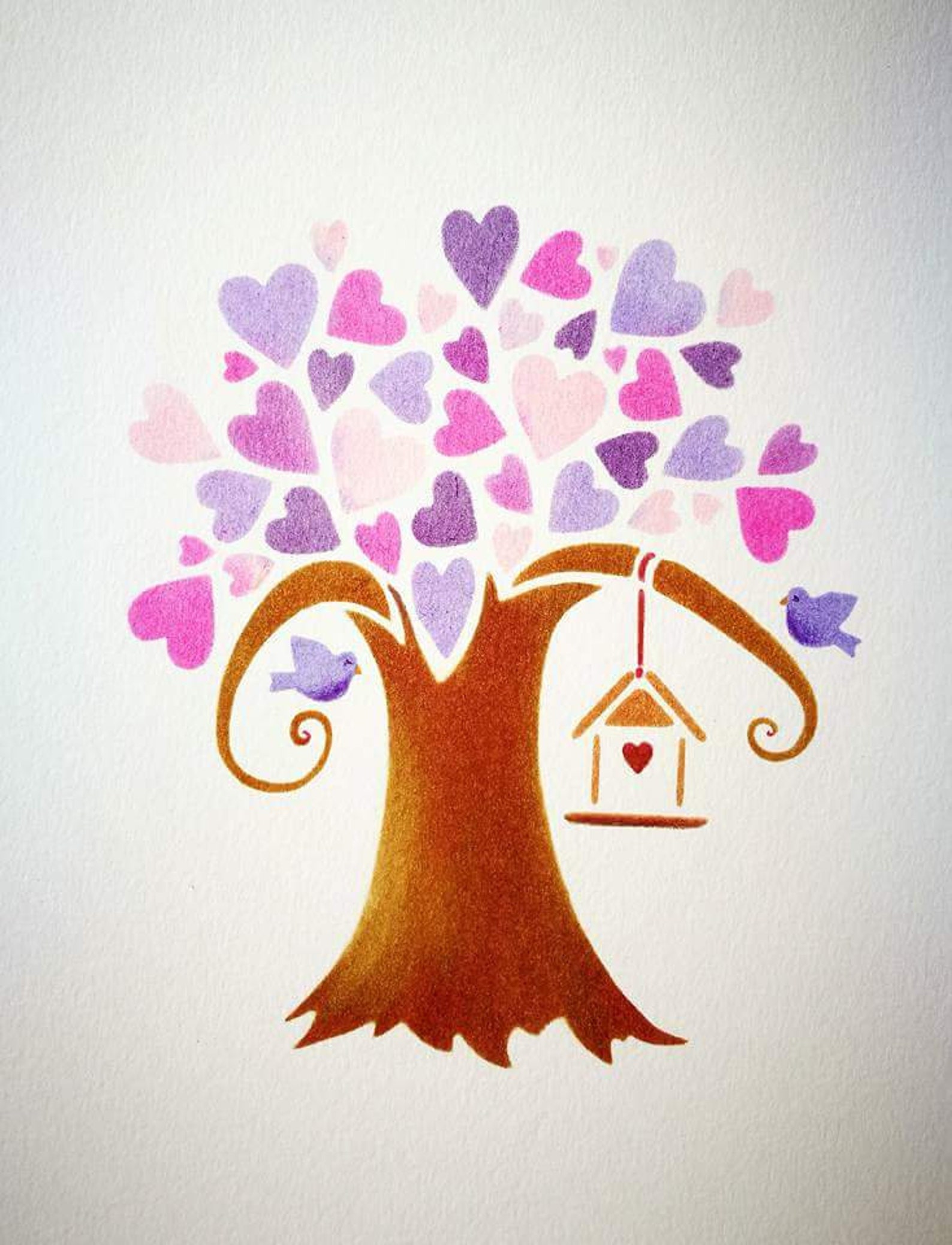 The Tree of Hearts Stencil - Etsy