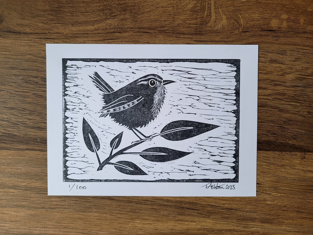 Little Wren Linocut Print - Etsy
