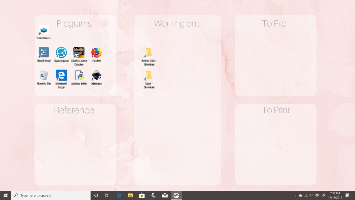 Pink Watercolor Desktop Organizer Wallpaper - Etsy