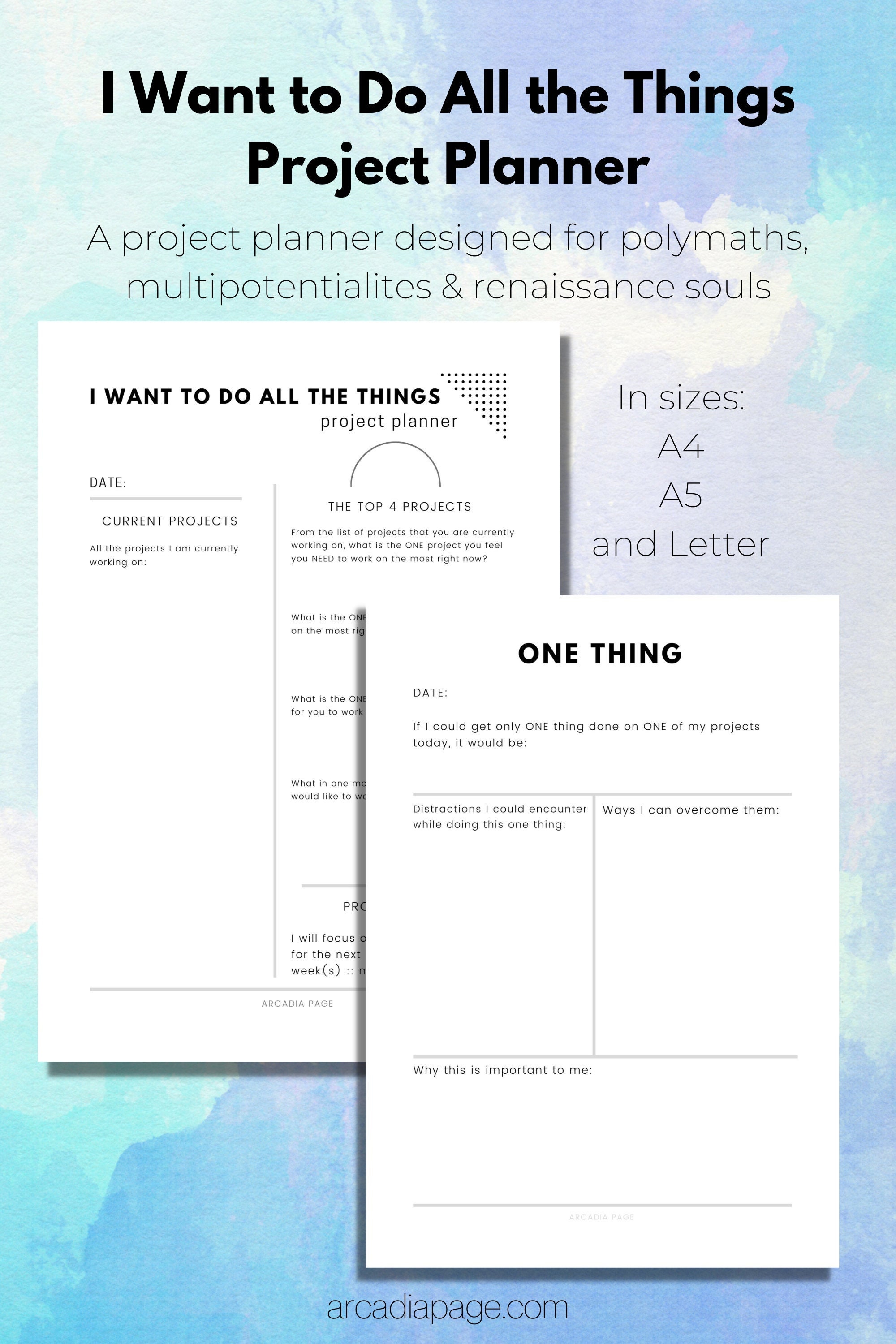 I Want to Do All the Things Project Planner: a Project Planner Designed ...