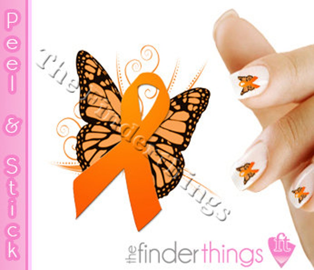 Multiple Sclerosis Awareness Ribbon Butterfly Nail Art Decal Sticker ...