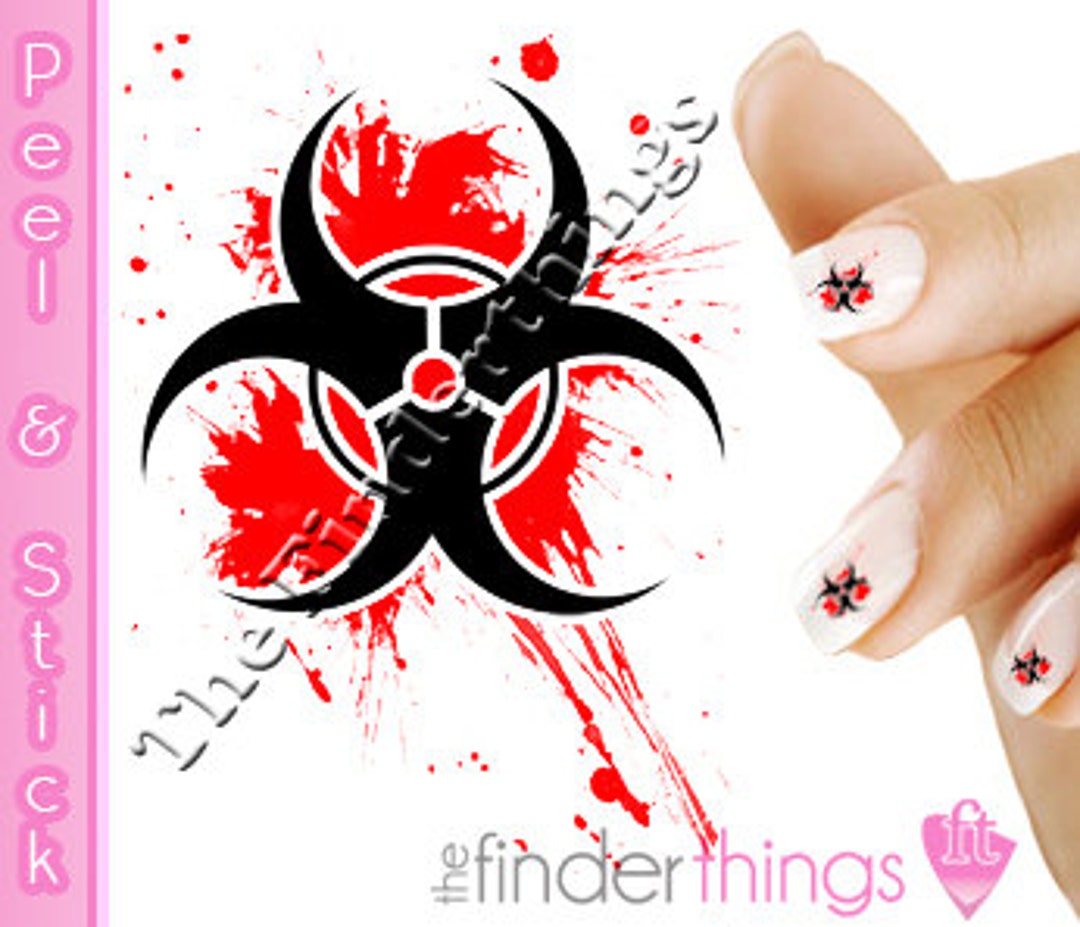 Biohazard Blood Splatter Zombie Nail Art Decal Sticker BIO101 Perfect ...