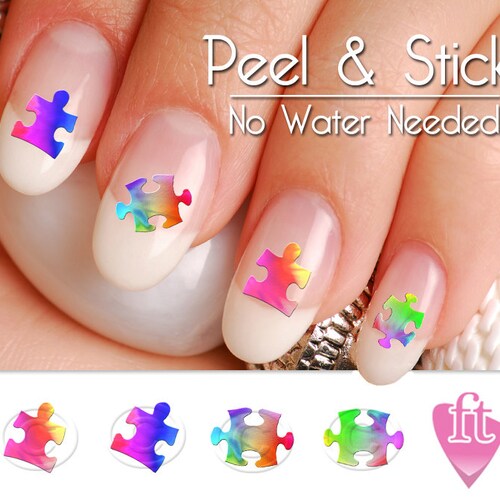 Autism Awareness Puzzle Piece Mix Nail Art Decal Sticker Set - Etsy