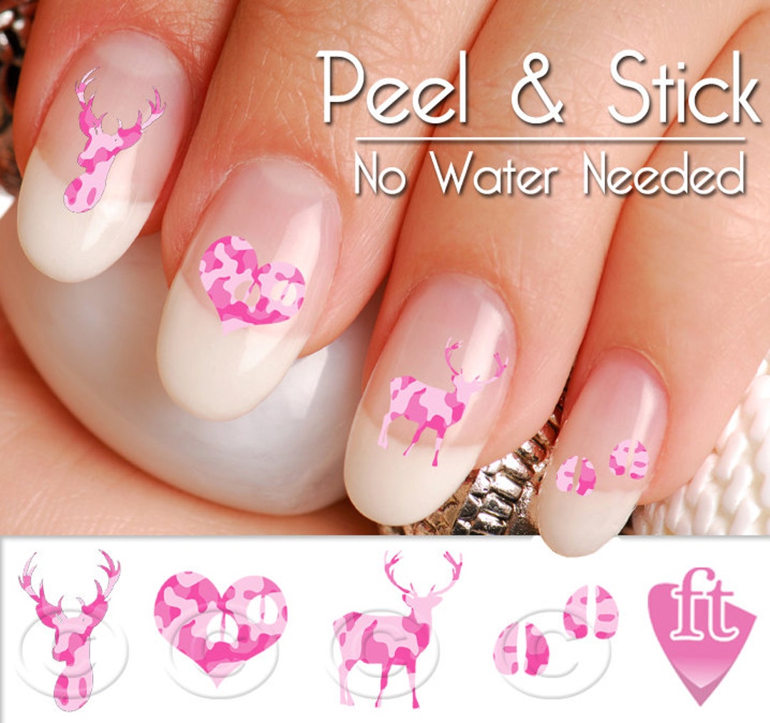 Deer Buck Pink Camo Nail Art Decal Sticker Set BUK102 Perfect Gift - Etsy