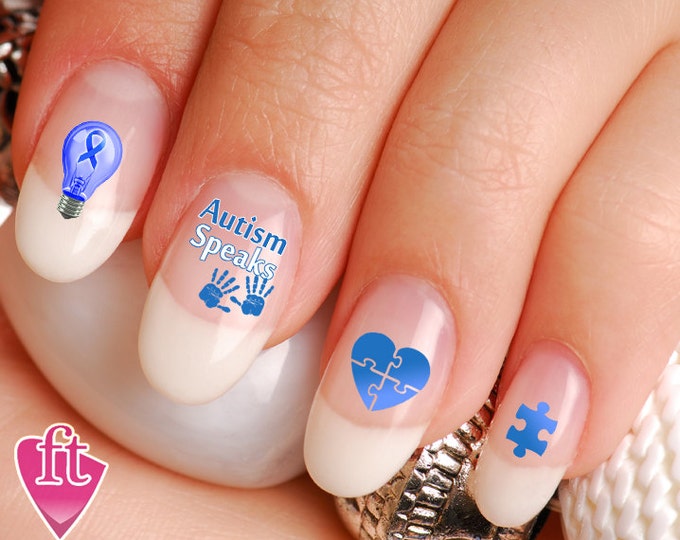 Autism Speaks Awareness Nail Decal Sticker Ribbon Light It - Etsy