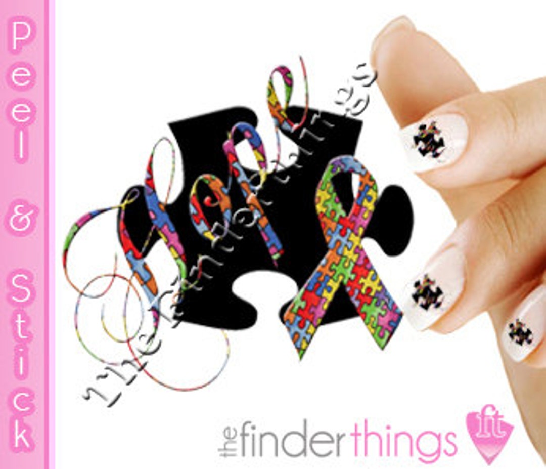 Autism Awareness Ribbon Puzzle Piece Nail Art Decal Sticker - Etsy
