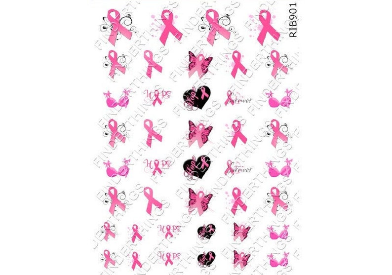 Nail Art Decals Stickers Pink Breast Cancer Awareness Support - Etsy