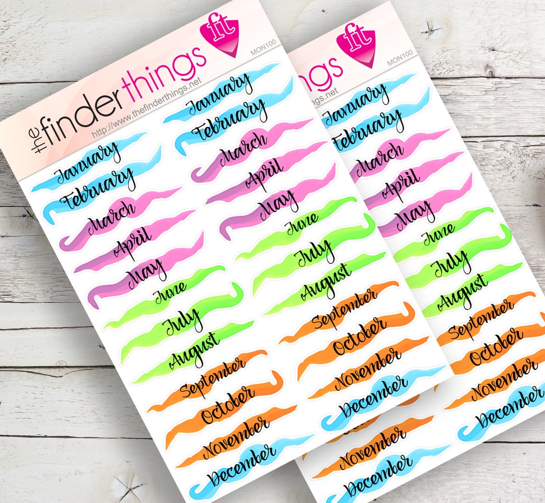 Months of the Year Stickers Scrapbook, Planners - Precut 2 Sheets ...