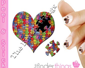 Autism Awareness Ribbon Puzzle Piece Nail Art Decal Sticker | Etsy