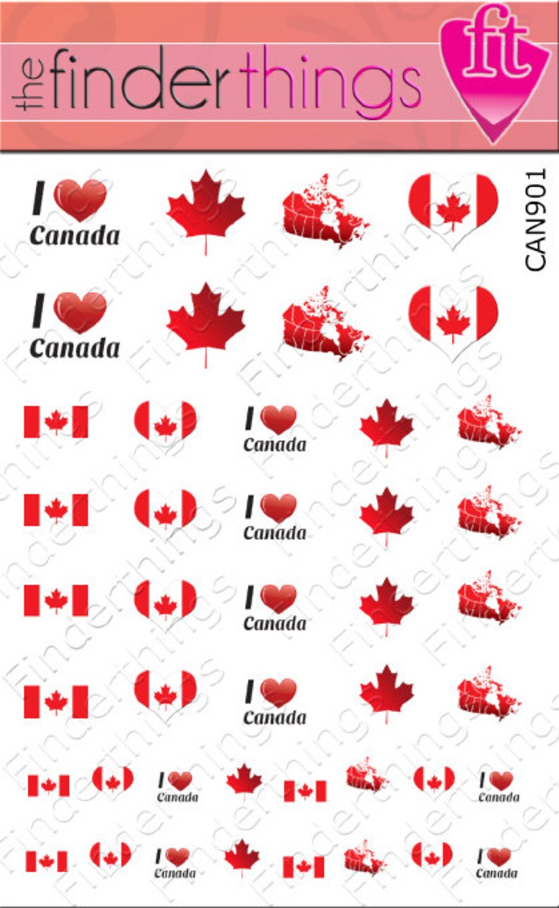 Canada Day Canadian Flag Nail Art Decal Sticker Set CAN901 | Etsy