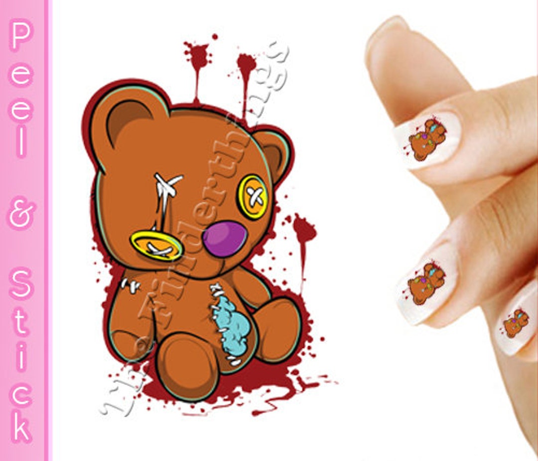 Bloody Bear Vodoo Nail Art Decal Sticker Set BER106 - Etsy