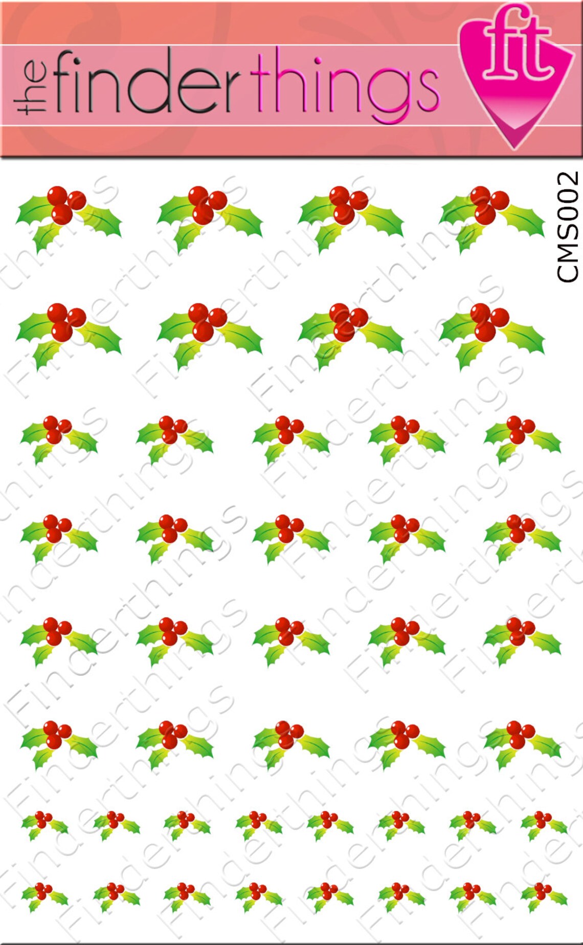 Christmas Mistletoe and Holly Nail Art Decal Sticker Set | Etsy