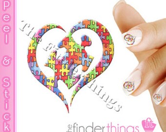 Autism Awareness Ribbon Puzzle Piece Nail Art Decal Sticker | Etsy