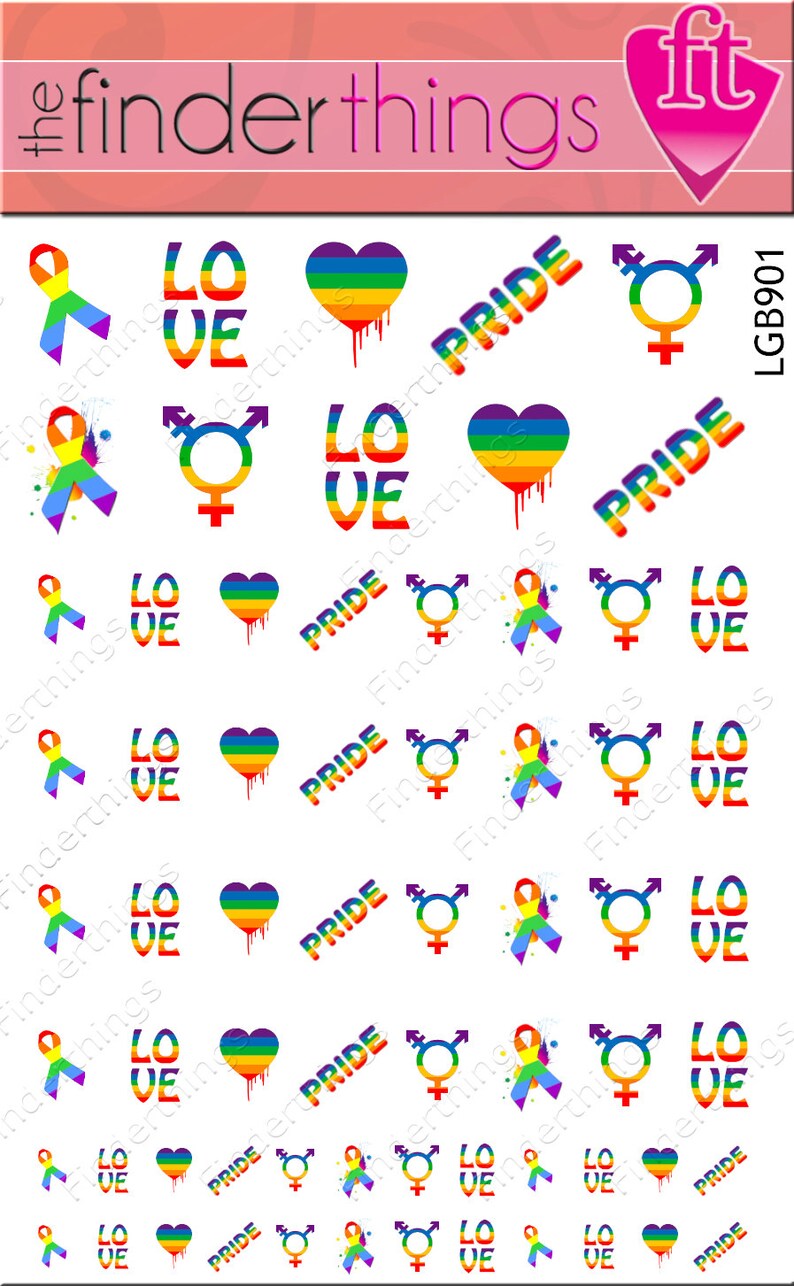 Gay Pride/Trans Pride LGBTQ Ribbon Love Mix Nail Art Decal | Etsy