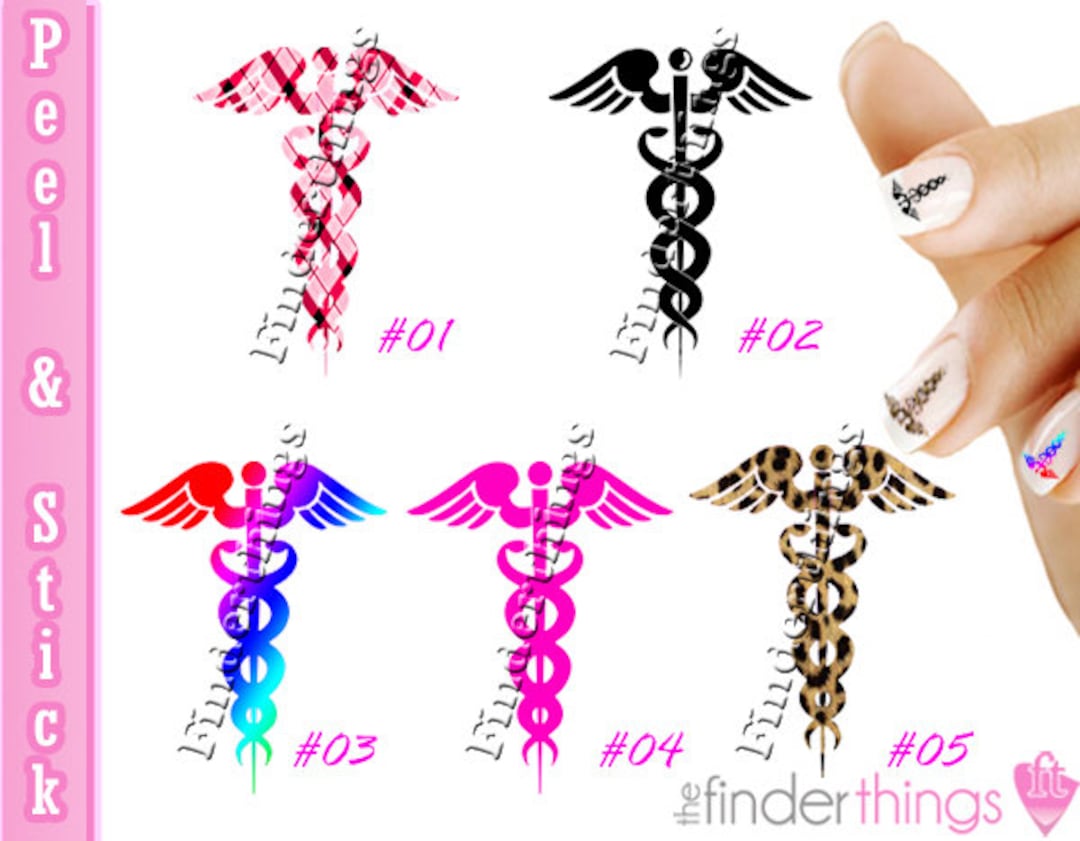 Caduceus Nurse Appreciation RN Medicine Doctor Nail Art Decals Stickers ...