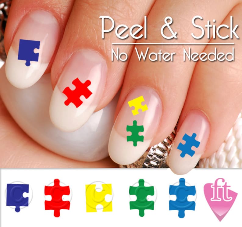 Autism Awareness Nail Art Decal Sticker Set Autism Puzzle | Etsy