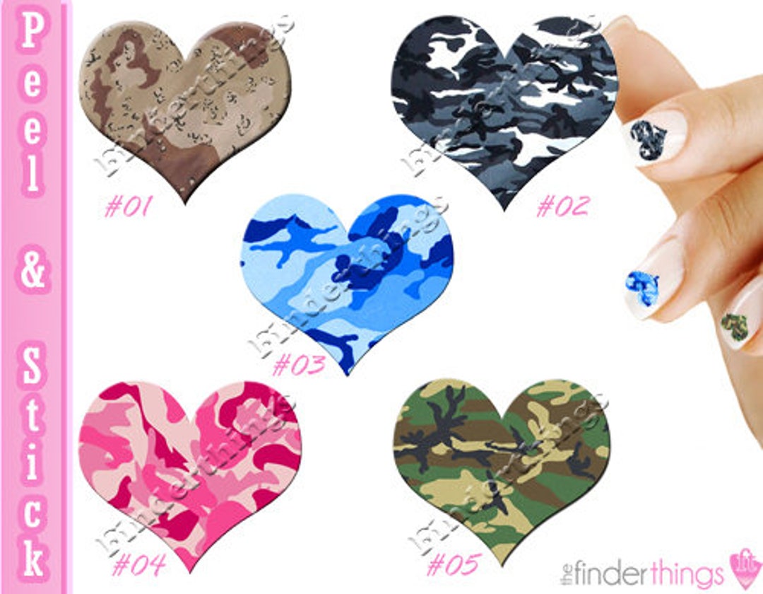Army Military Love Heart Support Nail Decal Stickers HAR902 Perfect ...