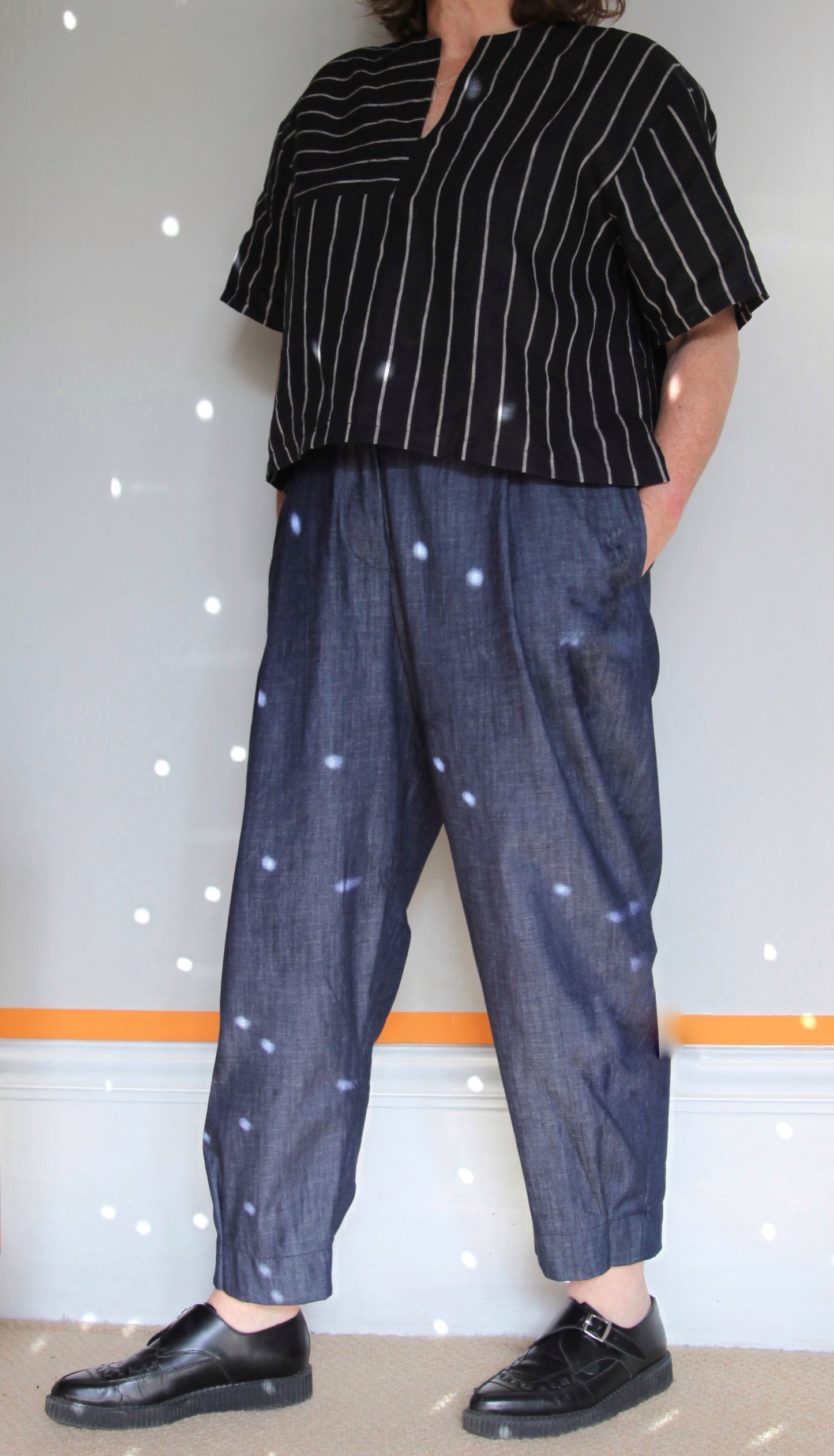 Boxy Minimal Top in Luxury Black and Beige Linen Stripe - Etsy