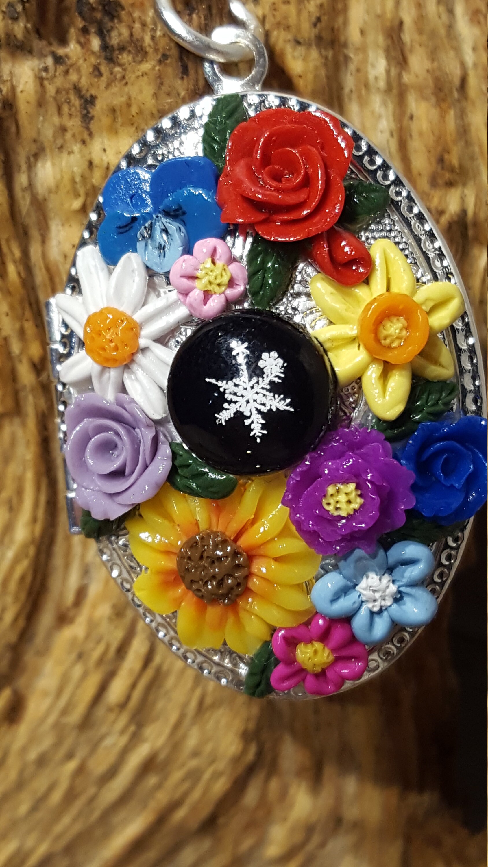 Spring Locket Floral Pendant real snowflake Flower locket | Etsy