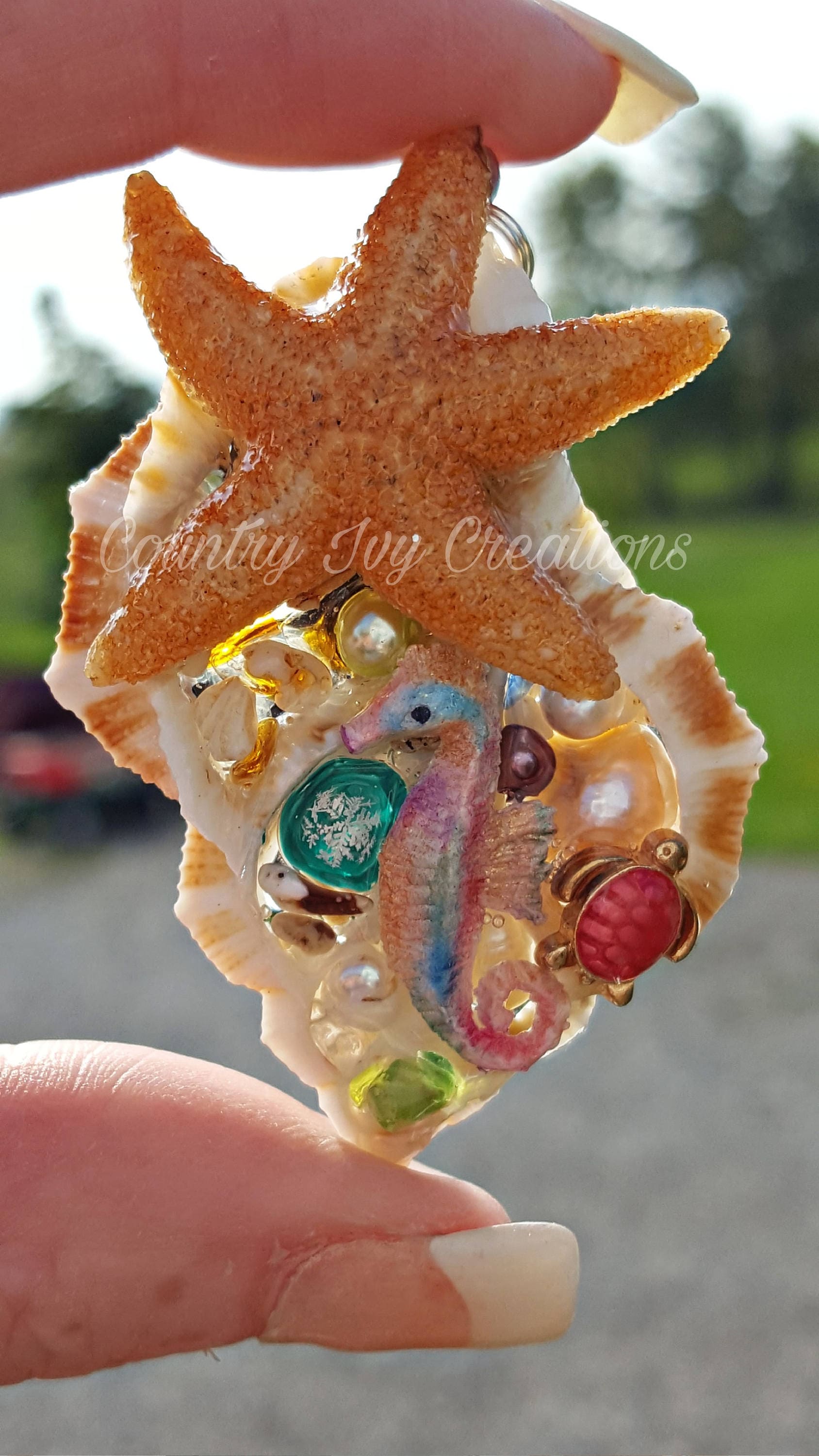 Preserved Snowflake Mermaid Charm Pendant Ornament Shell | Etsy