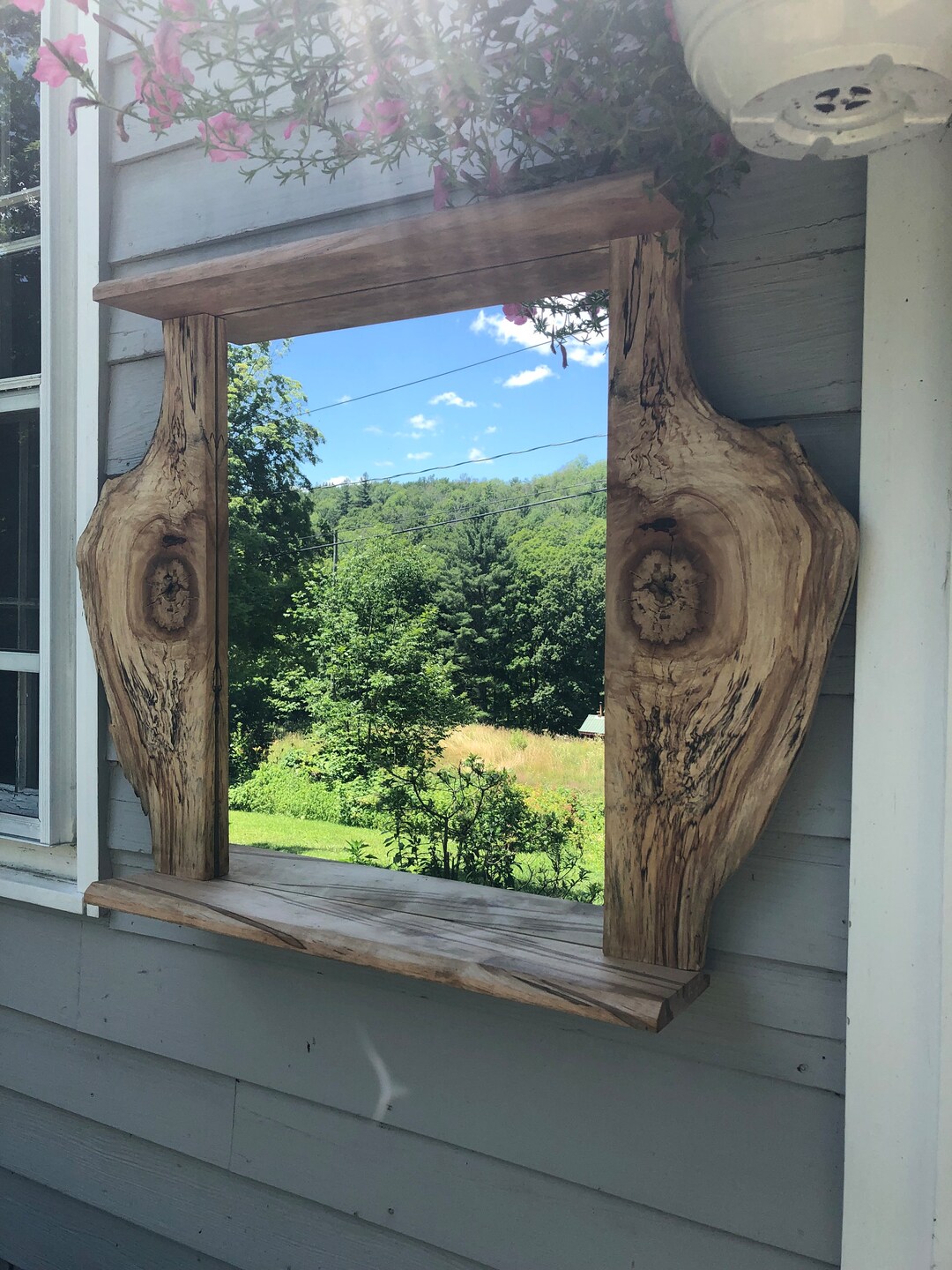 Live Edge Spalted Maple/ambrosia Maple Shelf Mirror, Book Matched ...