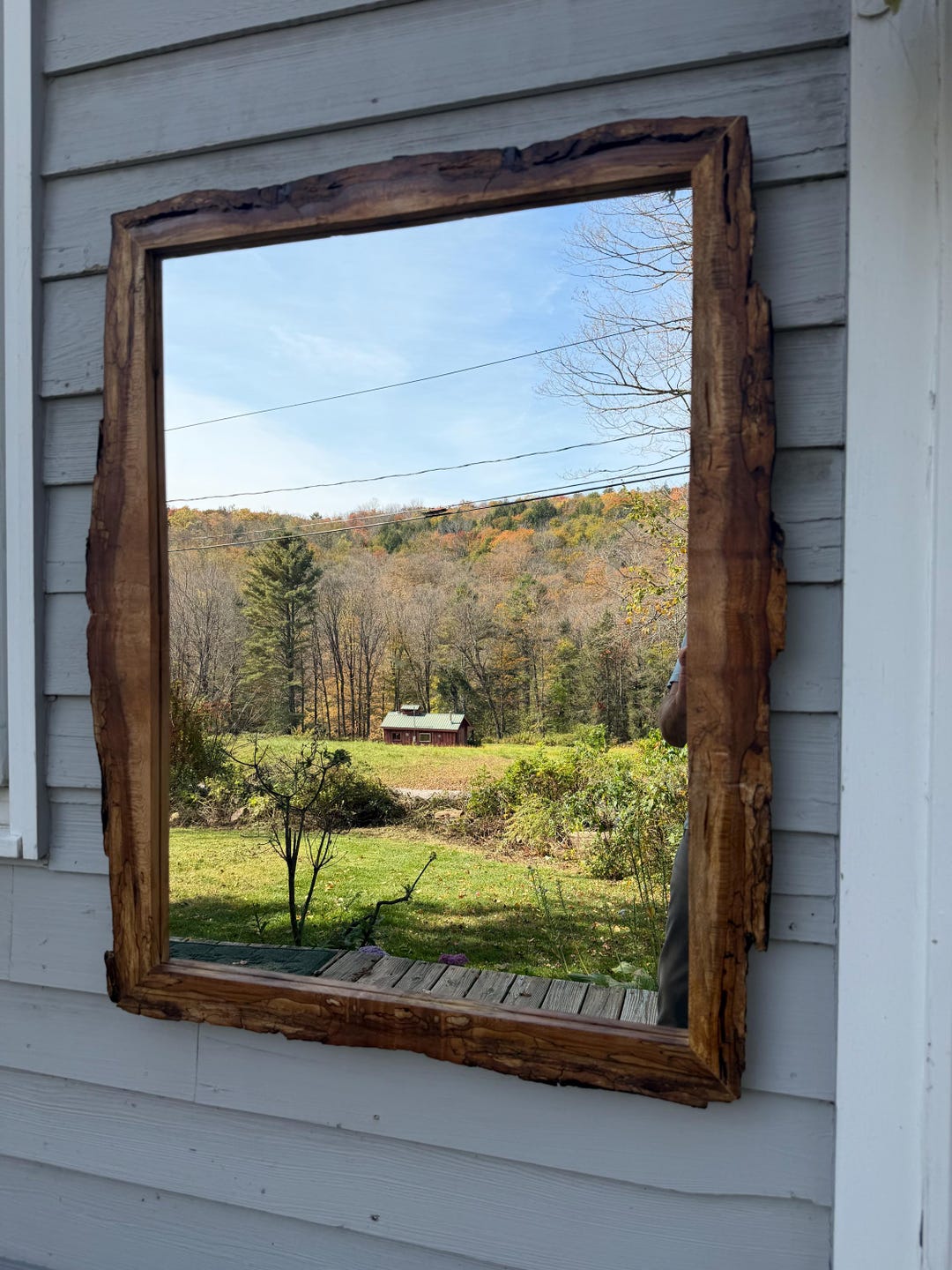 Distressed Vanity Mirror, Wormy Wood, Spalted Maple, Live Edge, Book ...