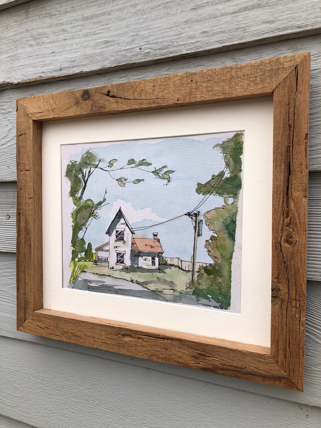 Signed Original Watercolor Painting Framed in Reclaimed Red - Etsy