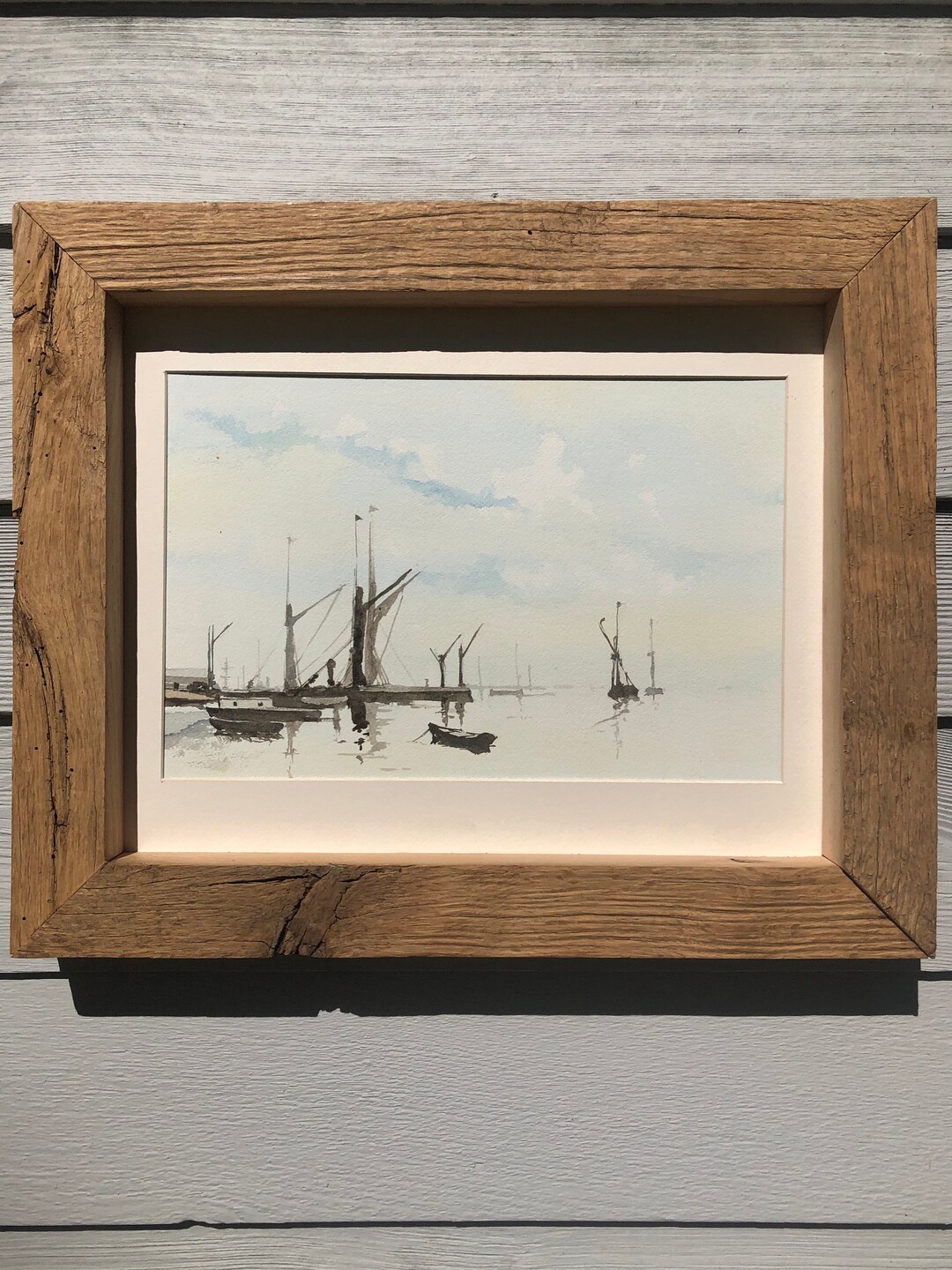 Original Art, Signed, Watercolor, Reclaimed Wood, Rustic Frame, Country ...