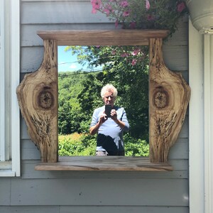 Live Edge Spalted Maple/ambrosia Maple Shelf Mirror, Book Matched ...
