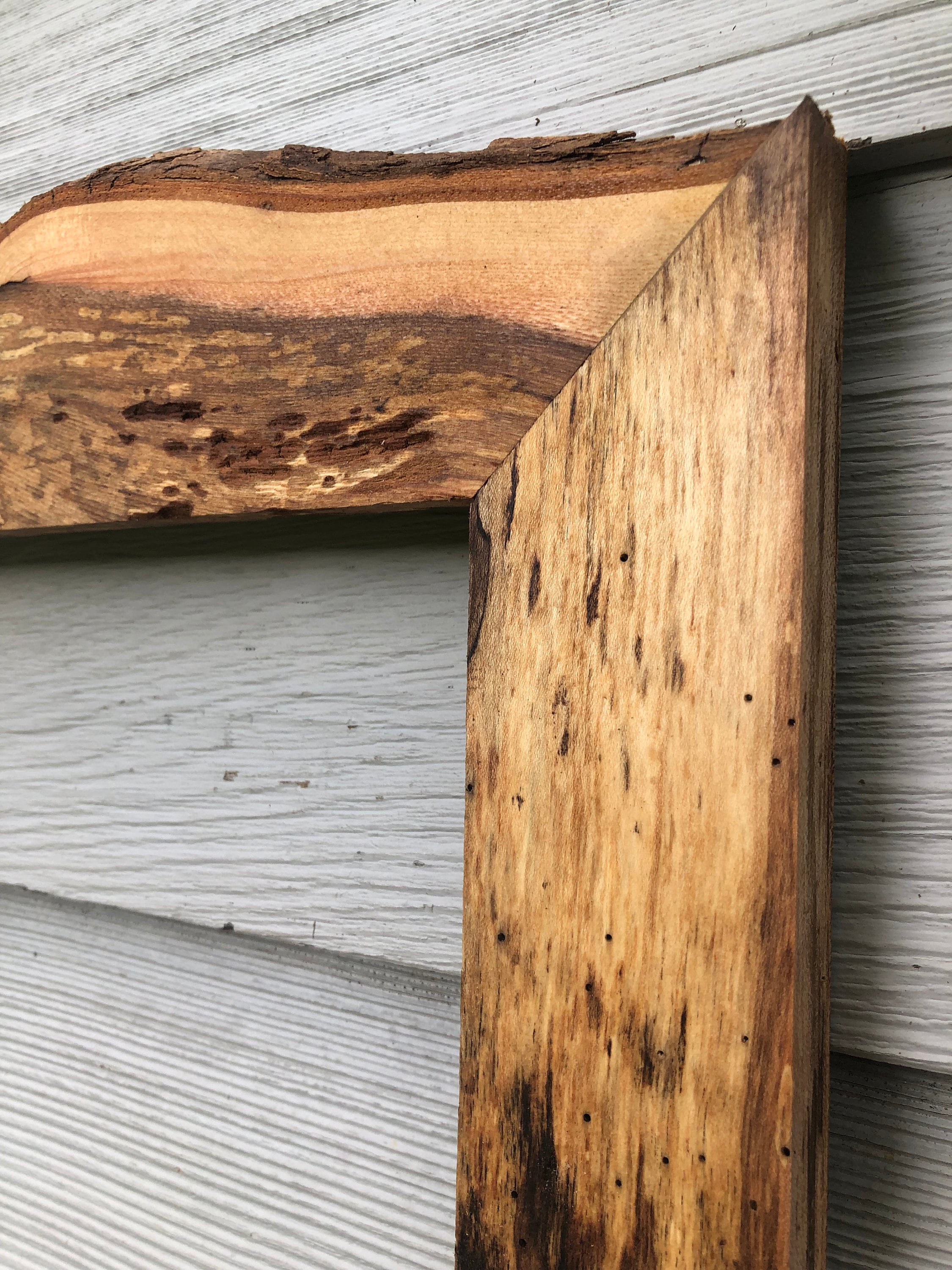 Distressed Ambrosia Maple Frame With Live Edge Spalted Maple Capital ...