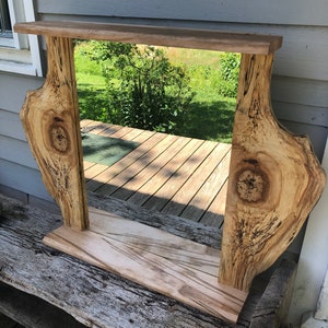 Live Edge Spalted Maple/ambrosia Maple Shelf Mirror, Book Matched ...