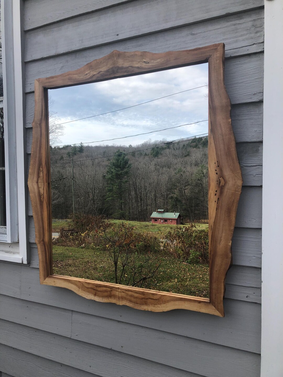 Live Edge Grainy Wormy Rock Maple Mirror, Country Style, Book Matched ...