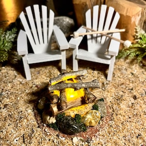 Miniature Lighted Campfire: Dollhouse Fairy Garden Cake Topper - Etsy