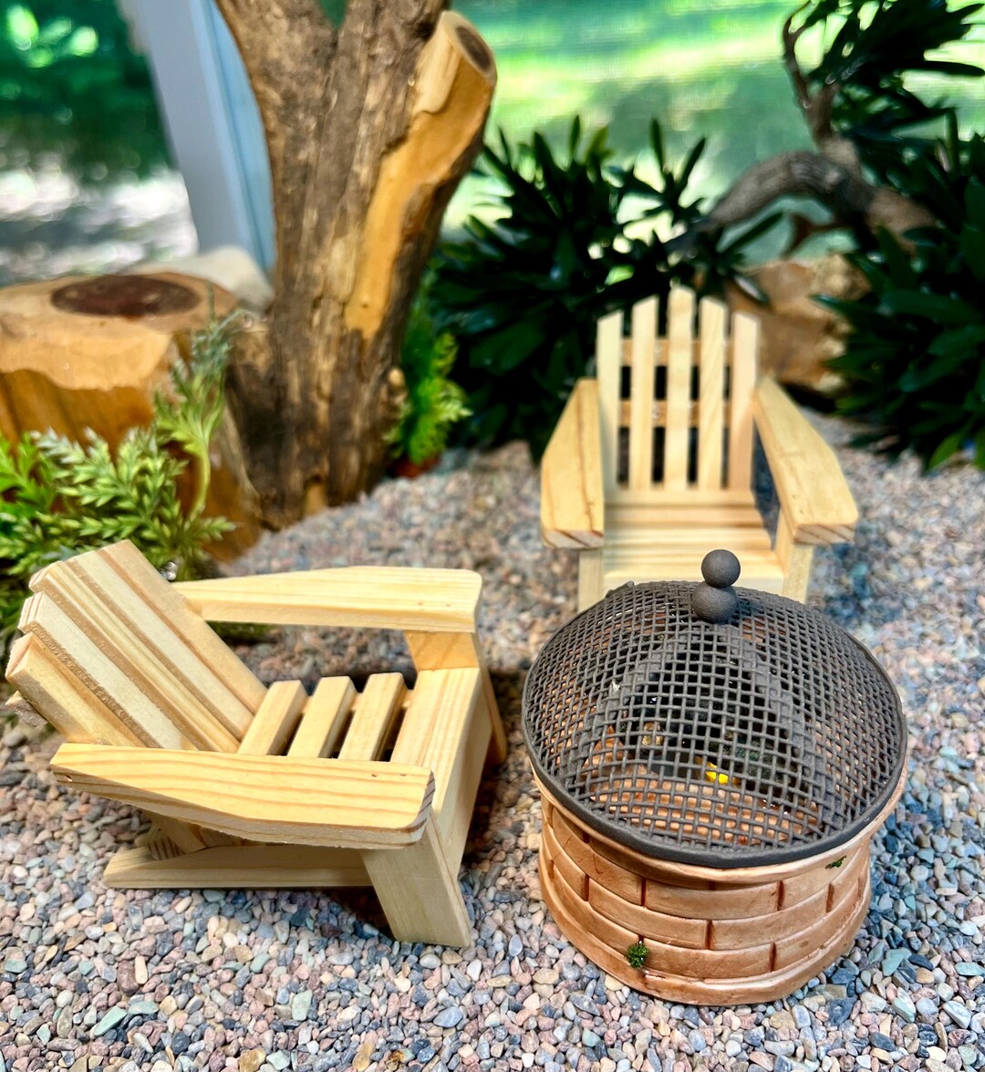 Miniature Lighted Campfire Set, 1:12 Scale Dollhouse Fire Pit With Wood ...