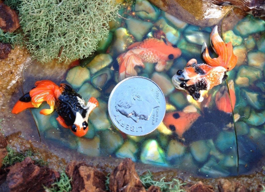 Set of 3 Tiny Miniature Koi Fish, Fairy Pond Koi Fish, Diorama Koi Fish ...
