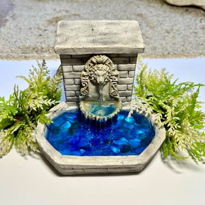 Miniature Lions Head Fountain, Fairy Garden, Dollhouse Decor, Cake ...