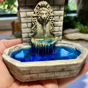 Miniature Lions Head Fountain, Fairy Garden, Dollhouse Decor, Cake ...