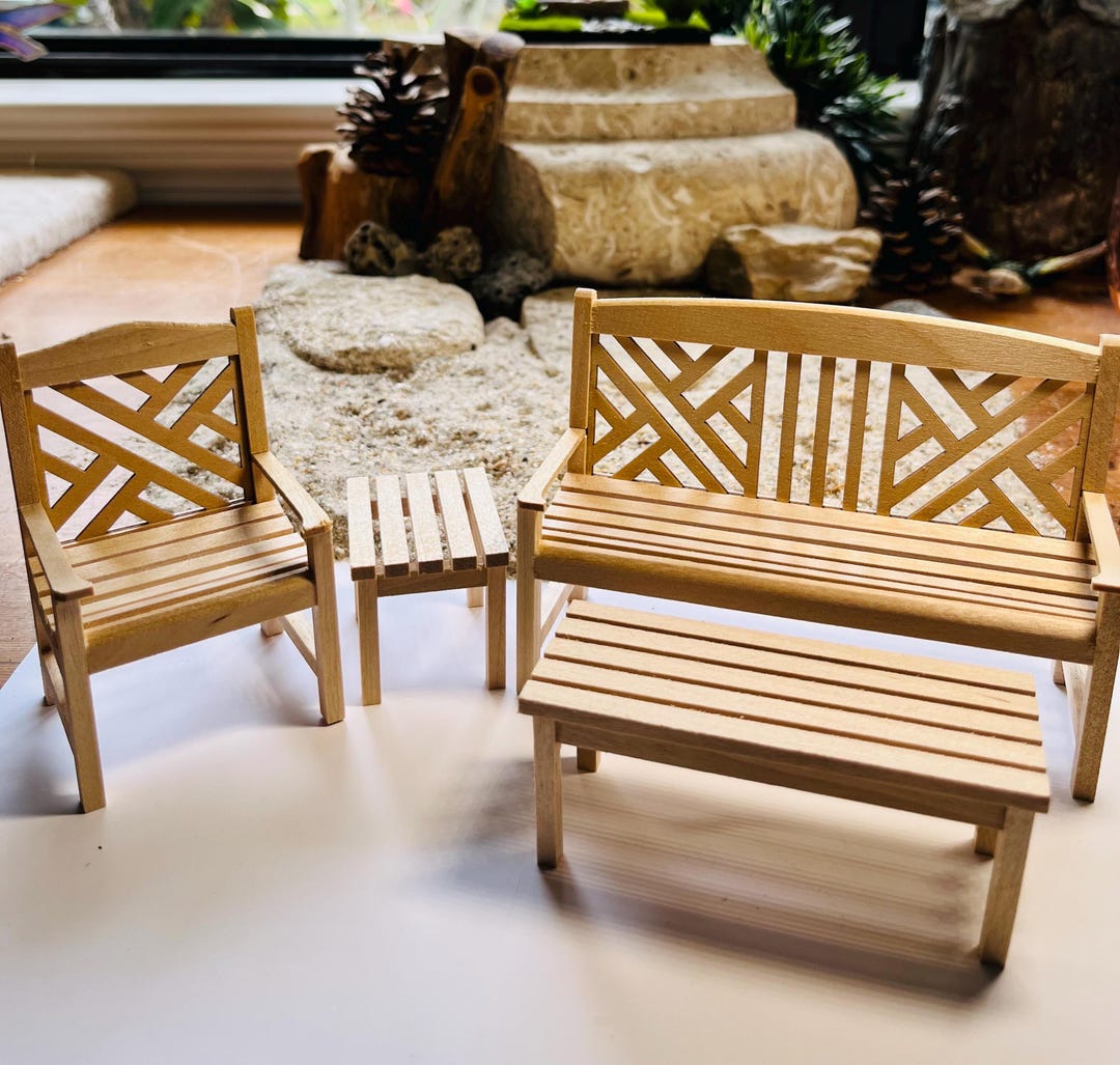 Dollhouse Miniature Garden Furniture Set, Dollhouse Yard Accessory ...