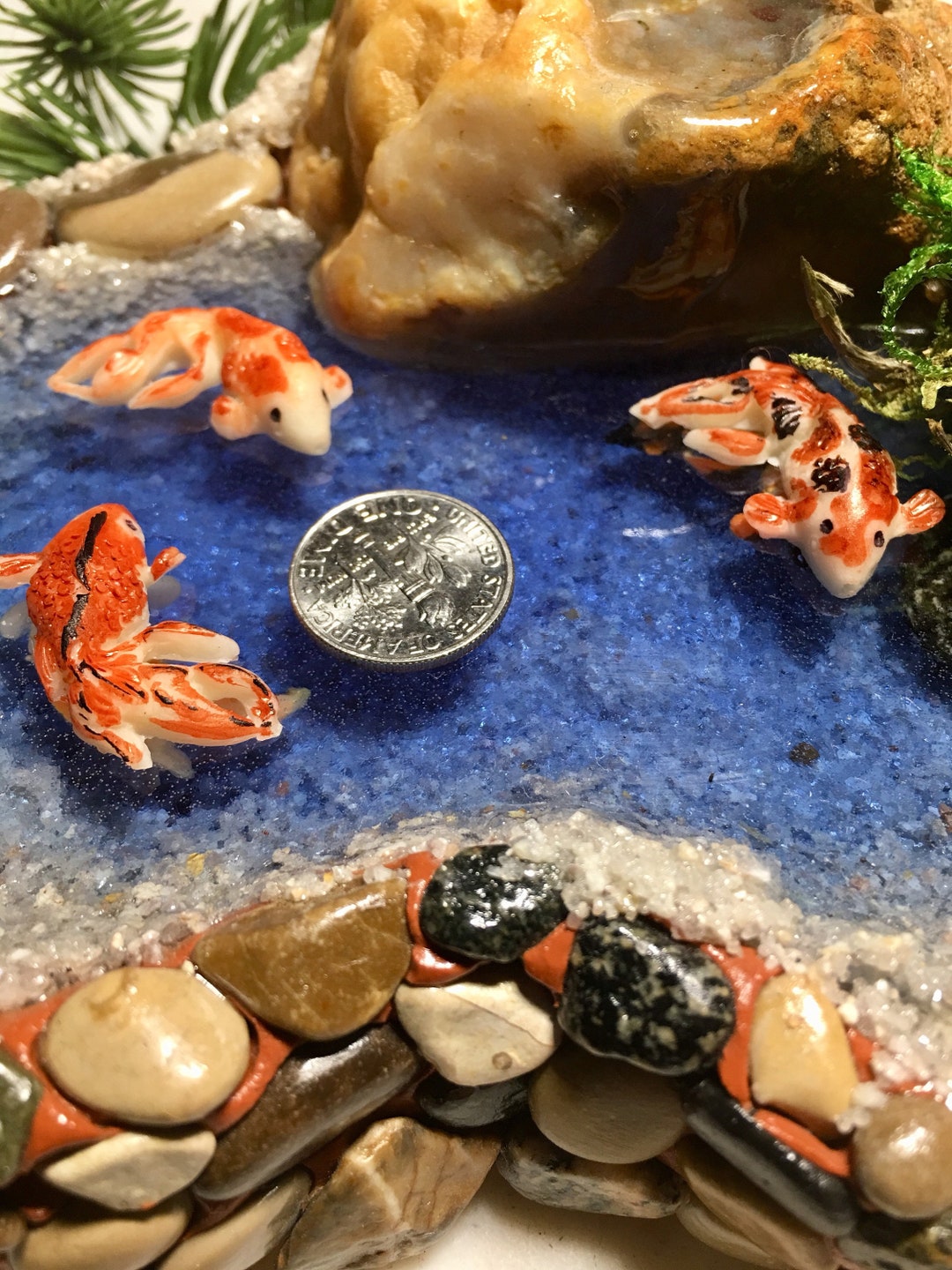 Set of 3 Tiny Glow in the Dark Miniature Koi Fish, Fairy Pond Koi Fish ...