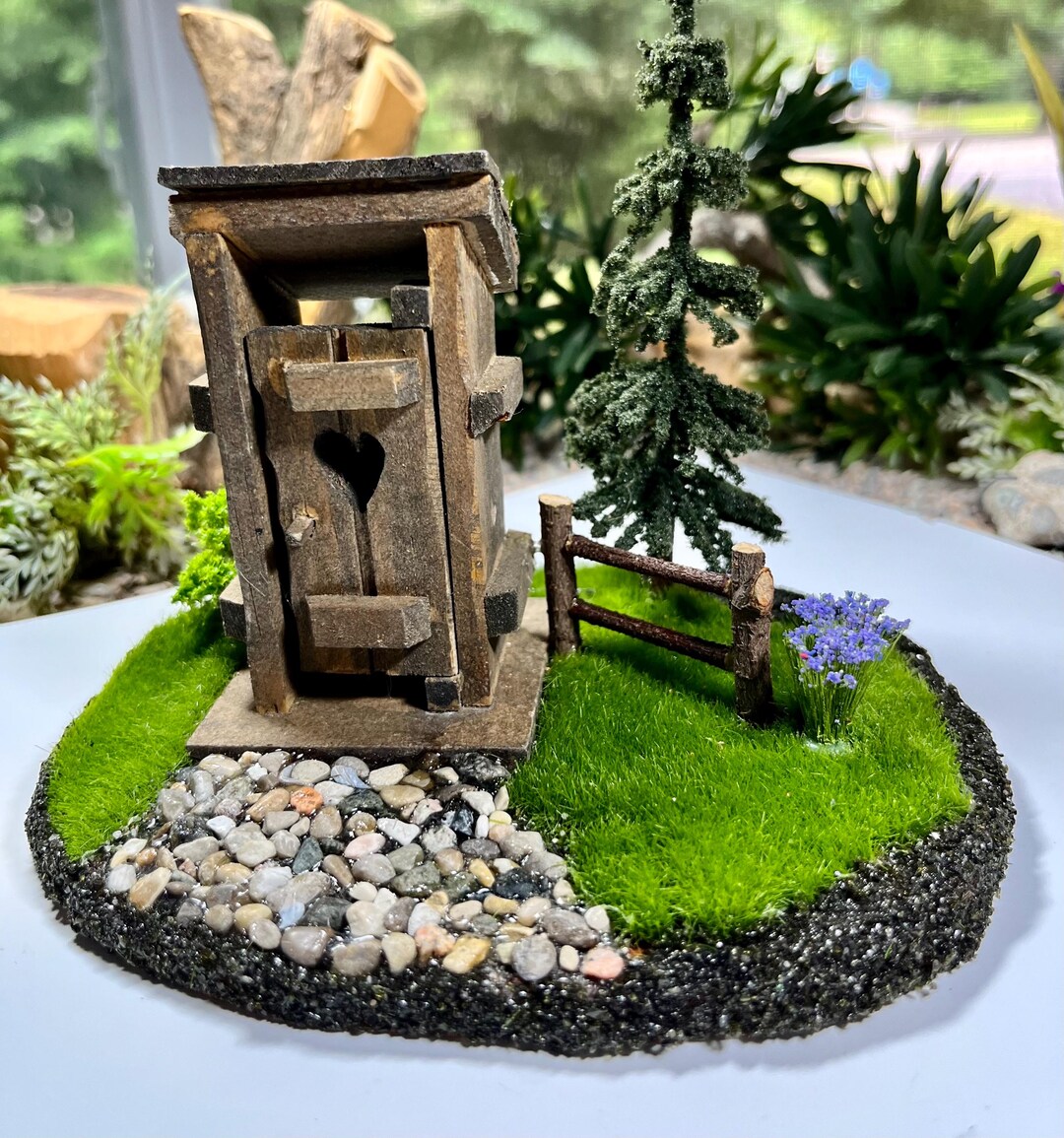 Miniature Rustic Outhouse Scene: Fairy Garden Cake Topper - Etsy